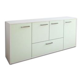 Stil.Zeit Sideboard Eli | Korpus Weiß | Mint mit Griffen (180x79x35cm)