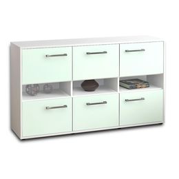 Stil.Zeit Sideboard Diletta | Korpus Weiß | Mint mit Griffen (136x79x35cm)