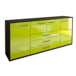 Stil.Zeit Sideboard Eliana | Korpus Anthrazit | Gruen mit Griffen (180x79x35cm)