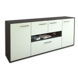 Stil.Zeit Sideboard Elisabetta | Korpus Anthrazit | Mint mit Griffen (180x79x35cm)