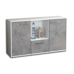 Stil.Zeit Sideboard Dhonna | Korpus Weiß | Beton mit Griffen (136x79x35cm)