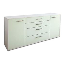 Stil.Zeit Sideboard Elettra | Korpus Weiß | Mint mit Griffen (180x79x35cm)