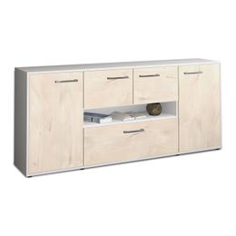 Stil.Zeit Sideboard Elisabetta | Korpus Weiß | Zeder mit Griffen (180x79x35cm)