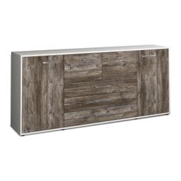 Stil.Zeit Sideboard Eliana | Korpus Weiß | Treibholz mit Griffen (180x79x35cm)