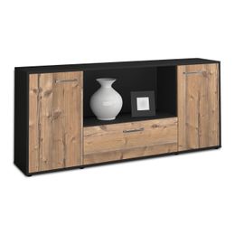 Stil.Zeit Sideboard Ella | Korpus Anthrazit | Pinie mit Griffen (180x79x35cm)