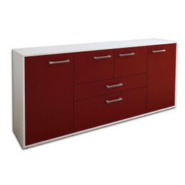 Stil.Zeit Sideboard Elisa | Korpus Weiß | Bordeaux mit Griffen (180x79x35cm)