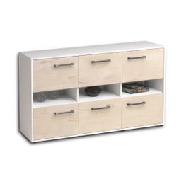 Stil.Zeit Sideboard Diletta | Korpus Weiß | Zeder mit Griffen (136x79x35cm)