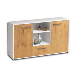 Stil.Zeit Sideboard Desideria | Korpus Weiß | Eiche mit Griffen (136x79x35cm)