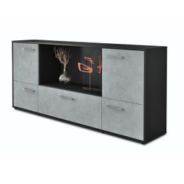 Stil.Zeit Sideboard Elvezia | Korpus Anthrazit | Beton mit Griffen (180x79x35cm)