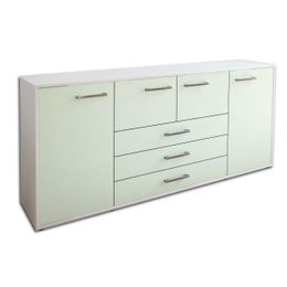 Stil.Zeit Sideboard Eliana | Korpus Weiß | Mint mit Griffen (180x79x35cm)