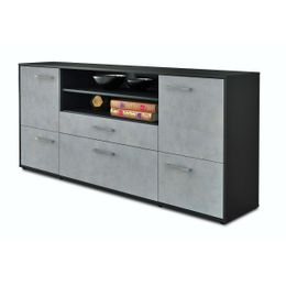 Stil.Zeit Sideboard Eluana | Korpus Anthrazit | Beton mit Griffen (180x79x35cm)