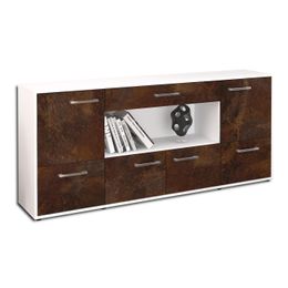 Stil.Zeit Sideboard ELSA | Korpus Weiß | Rost mit Griffen (180x79x35cm)