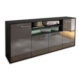 Stil.Zeit Sideboard Elsita | Korpus Anthrazit | Grau mit Griffen (180x79x35cm)