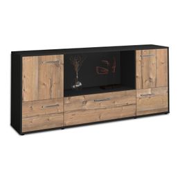 Stil.Zeit Sideboard Elvezia | Korpus Anthrazit | Pinie mit Griffen (180x79x35cm)