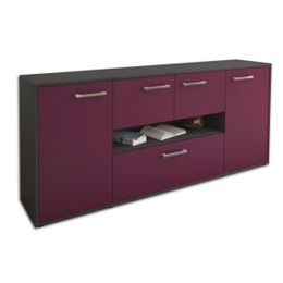 Stil.Zeit Sideboard Elisabetta | Korpus Anthrazit | Lila mit Griffen (180x79x35cm)