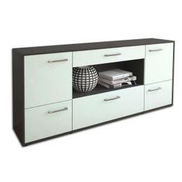 Stil.Zeit Sideboard Elodie | Korpus Anthrazit | Mint mit Griffen (180x79x35cm)