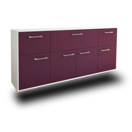 Stil.Zeit Sideboard Roseville | Korpus Weiß | Lila hängend mit Griffen (180x79x35cm)