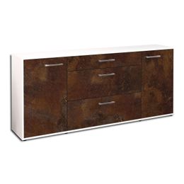 Stil.Zeit Sideboard Eleonora | Korpus Weiß | Rost mit Griffen (180x79x35cm)