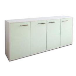 Stil.Zeit Sideboard Elana | Korpus Weiß | Mint mit Griffen (180x79x35cm)