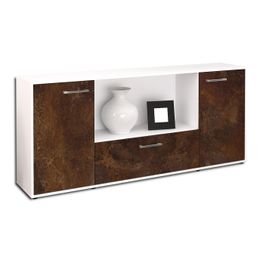 Stil.Zeit Sideboard Ella | Korpus Weiß | Rost mit Griffen (180x79x35cm)