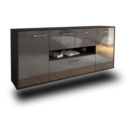 Stil.Zeit Sideboard Warren | Korpus Anthrazit | Grau hängend mit Griffen (180x79x35cm)