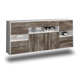 Stil.Zeit Sideboard Downey | Korpus Weiß | Treibholz hängend mit Griffen (180x79x35cm)