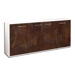 Stil.Zeit Sideboard Elana | Korpus Weiß | Rost mit Griffen (180x79x35cm)