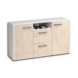 Stil.Zeit Sideboard Dimphi | Korpus Weiß | Zeder mit Griffen (136x79x35cm)