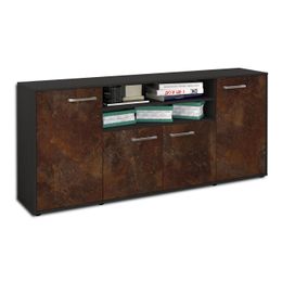 Stil.Zeit Sideboard Elsita | Korpus Anthrazit | Rost mit Griffen (180x79x35cm)