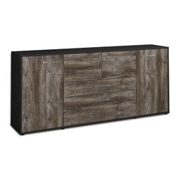 Stil.Zeit Sideboard Elisa | Korpus Anthrazit | Treibholz mit Griffen (180x79x35cm)