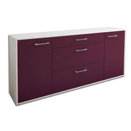 Stil.Zeit Sideboard Eleonora | Korpus Weiß | Lila mit Griffen (180x79x35cm)