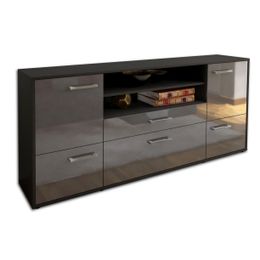 Stil.Zeit Sideboard Eluana | Korpus Anthrazit | Grau mit Griffen (180x79x35cm)