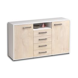 Stil.Zeit Sideboard Donnice | Korpus Weiß | Zeder mit Griffen (136x79x35cm)