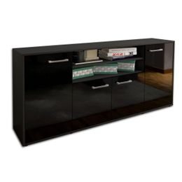 Stil.Zeit Sideboard Elsita | Korpus Anthrazit | Schwarz mit Griffen (180x79x35cm)