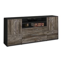 Stil.Zeit Sideboard Eluana | Korpus Anthrazit | Treibholz mit Griffen (180x79x35cm)