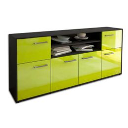 Stil.Zeit Sideboard Emilia | Korpus Anthrazit | Gruen mit Griffen (180x79x35cm)