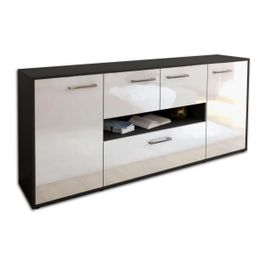 Stil.Zeit Sideboard Elisabetta | Korpus Anthrazit | Weiß mit Griffen (180x79x35cm)