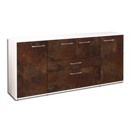 Stil.Zeit Sideboard Elisa | Korpus Weiß | Rost mit Griffen (180x79x35cm)