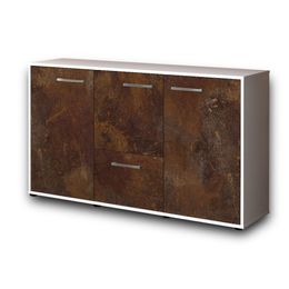 Stil.Zeit Sideboard Diana | Korpus Weiß | Rost mit Griffen (136x79x35cm)