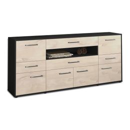 Stil.Zeit Sideboard Emerelda | Korpus Anthrazit | Zeder mit Griffen (180x79x35cm)