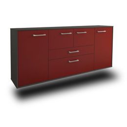 Stil.Zeit Sideboard Orange | Korpus Anthrazit | Bordeaux hängend mit Griffen (180x79x35cm)