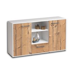 Stil.Zeit Sideboard Desideria | Korpus Weiß | Pinie mit Griffen (136x79x35cm)