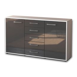 Stil.Zeit Sideboard Dorelly | Korpus Weiß | Grau mit Griffen (136x79x35cm)