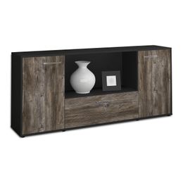 Stil.Zeit Sideboard Ella | Korpus Anthrazit | Treibholz mit Griffen (180x79x35cm)