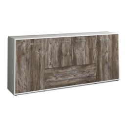 Stil.Zeit Sideboard Eli | Korpus Weiß | Treibholz mit Griffen (180x79x35cm)