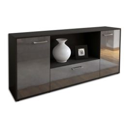 Stil.Zeit Sideboard Ella | Korpus Anthrazit | Grau mit Griffen (180x79x35cm)