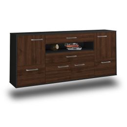 Stil.Zeit Sideboard McAllen | Korpus Anthrazit | Walnuss hängend mit Griffen (180x79x35cm)