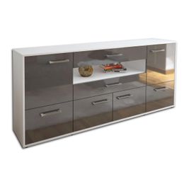 Stil.Zeit Sideboard Emely | Korpus Weiß | Grau mit Griffen (180x79x35cm)