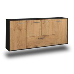 Stil.Zeit Sideboard Escondido | Korpus Anthrazit | Eiche hängend mit Griffen (180x79x35cm)