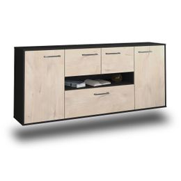 Stil.Zeit Sideboard Warren | Korpus Anthrazit | Zeder hängend mit Griffen (180x79x35cm)